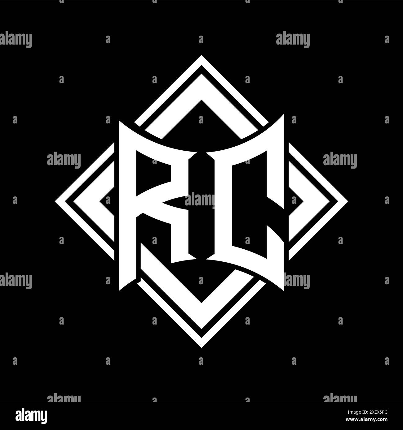RC Letter logo with abstract shield shape with square white outline on ...