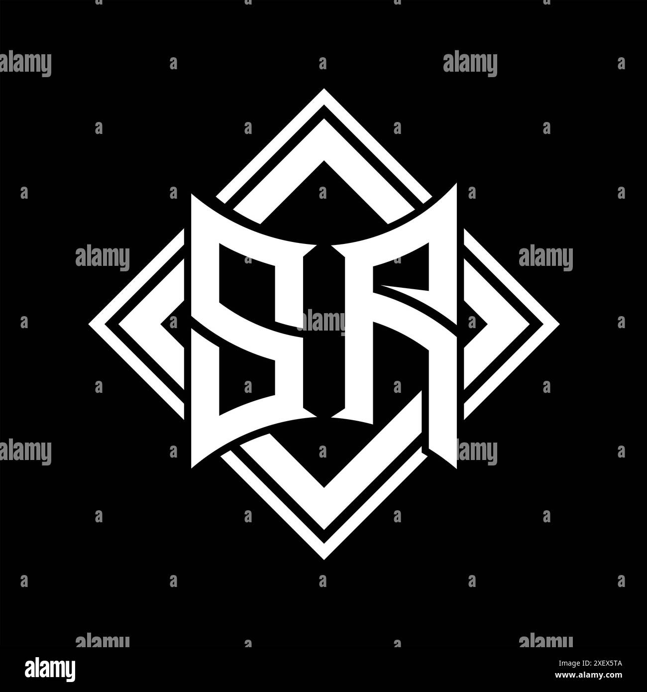 SA Letter logo with abstract shield shape with square white outline on ...