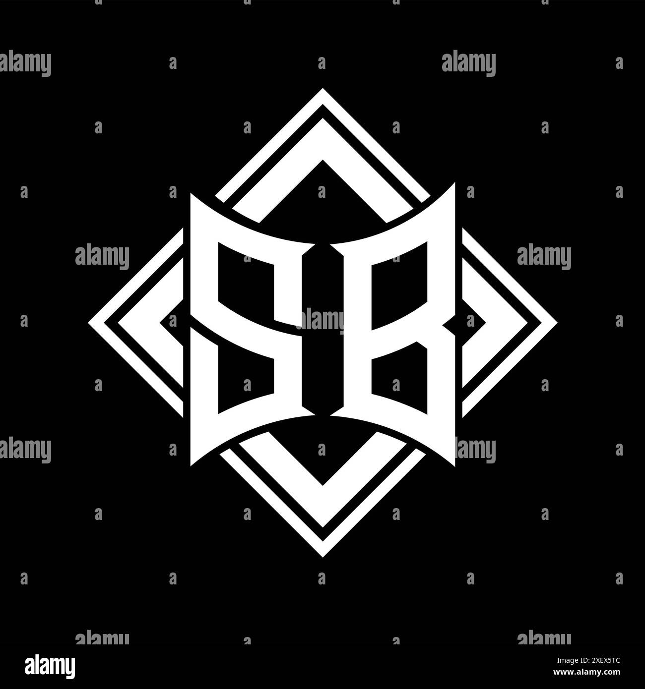 SB Letter logo with abstract shield shape with square white outline on ...