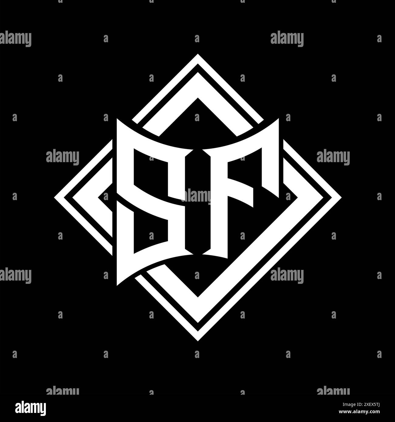 SF Letter logo with abstract shield shape with square white outline on ...