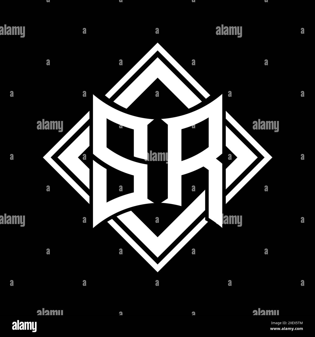 SR Letter logo with abstract shield shape with square white outline on ...
