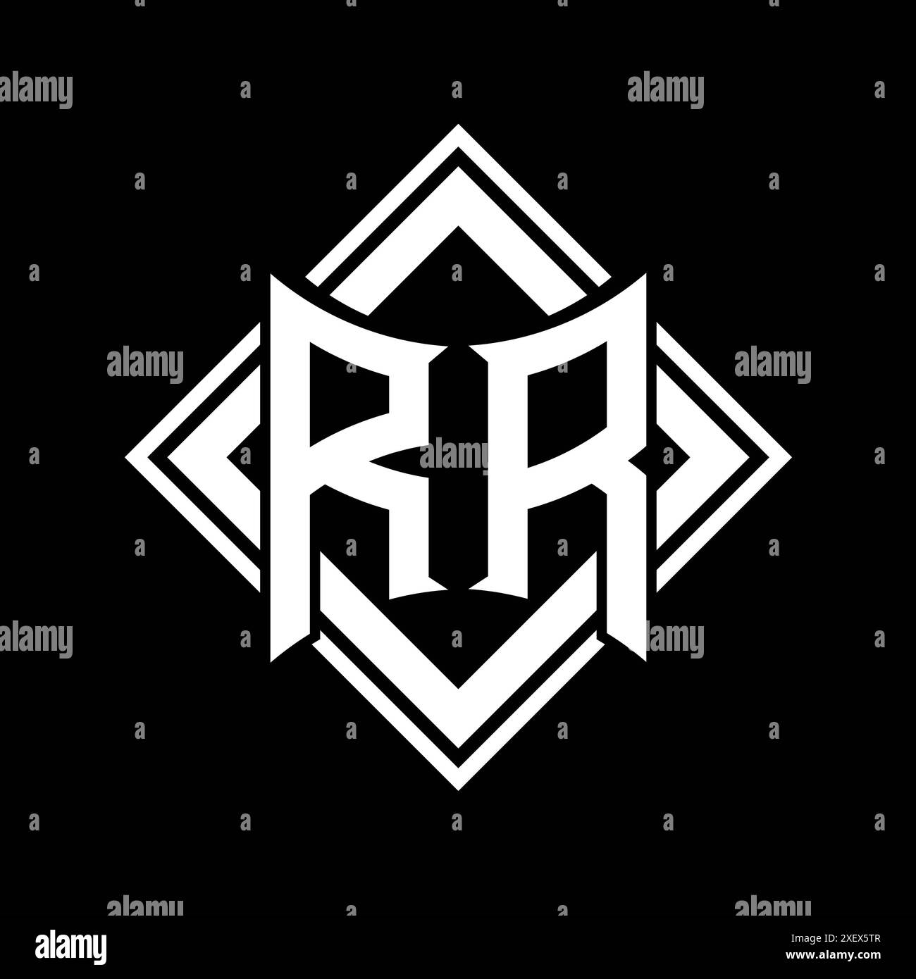 RR Letter logo with abstract shield shape with square white outline on ...