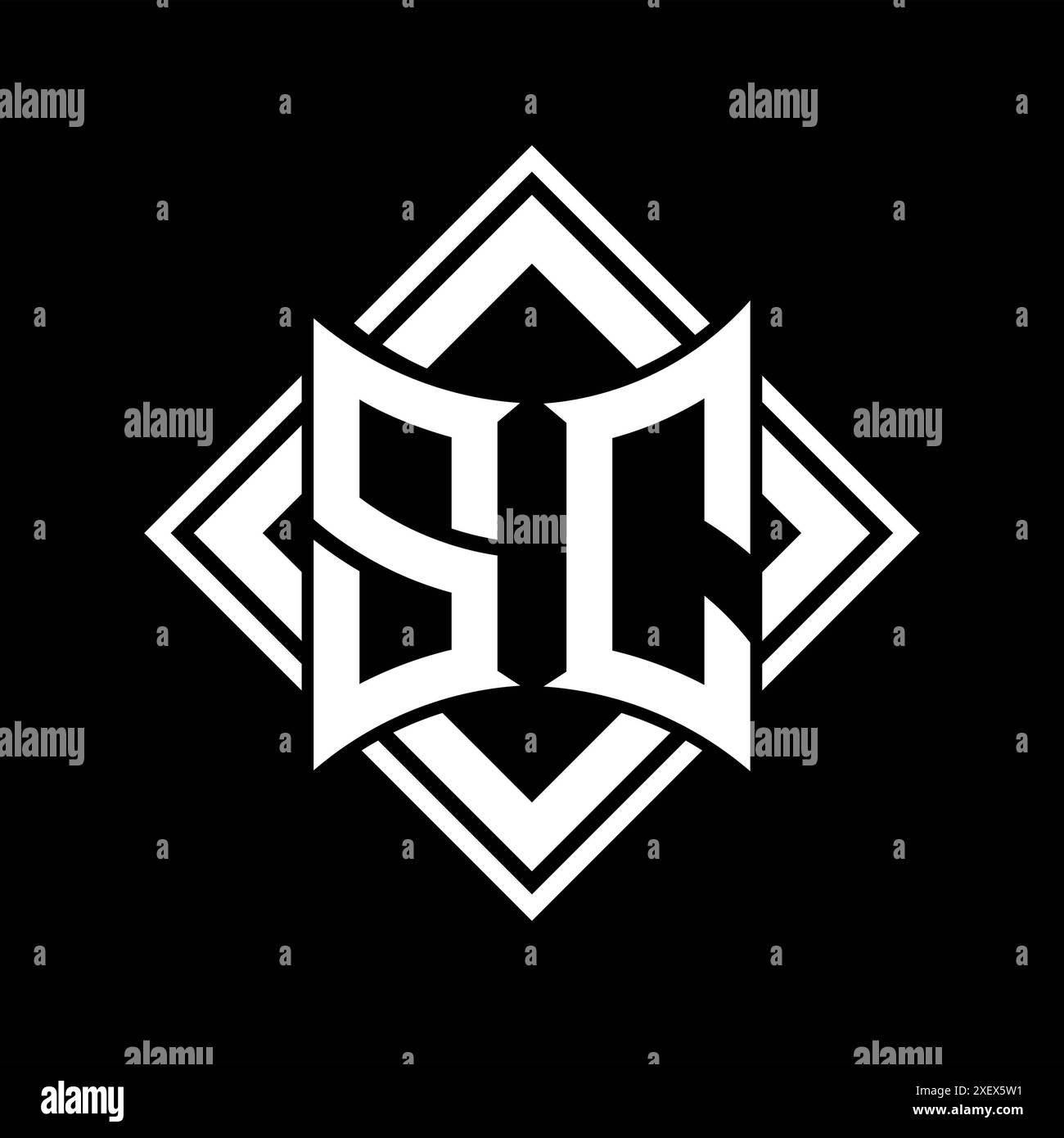 SC Letter logo with abstract shield shape with square white outline on ...