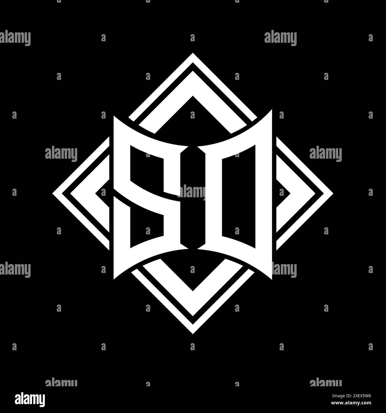 SD Letter logo with abstract shield shape with square white outline on ...