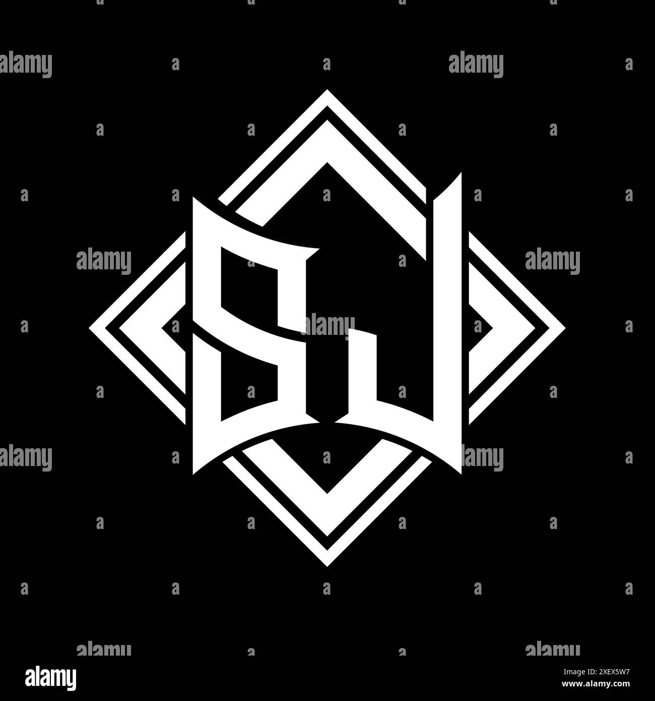 SJ Letter logo with abstract shield shape with square white outline on ...