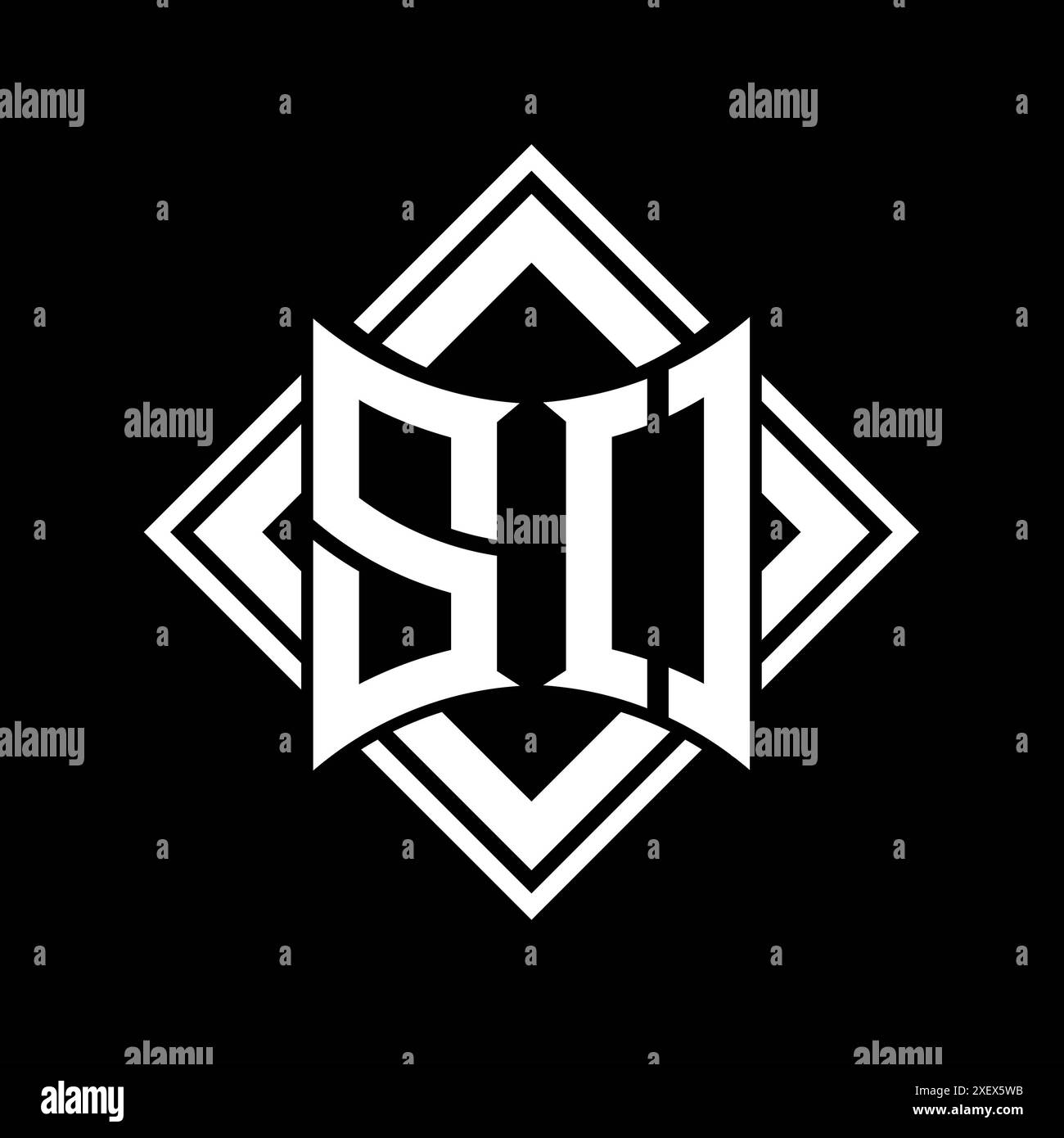 SO Letter logo with abstract shield shape with square white outline on ...