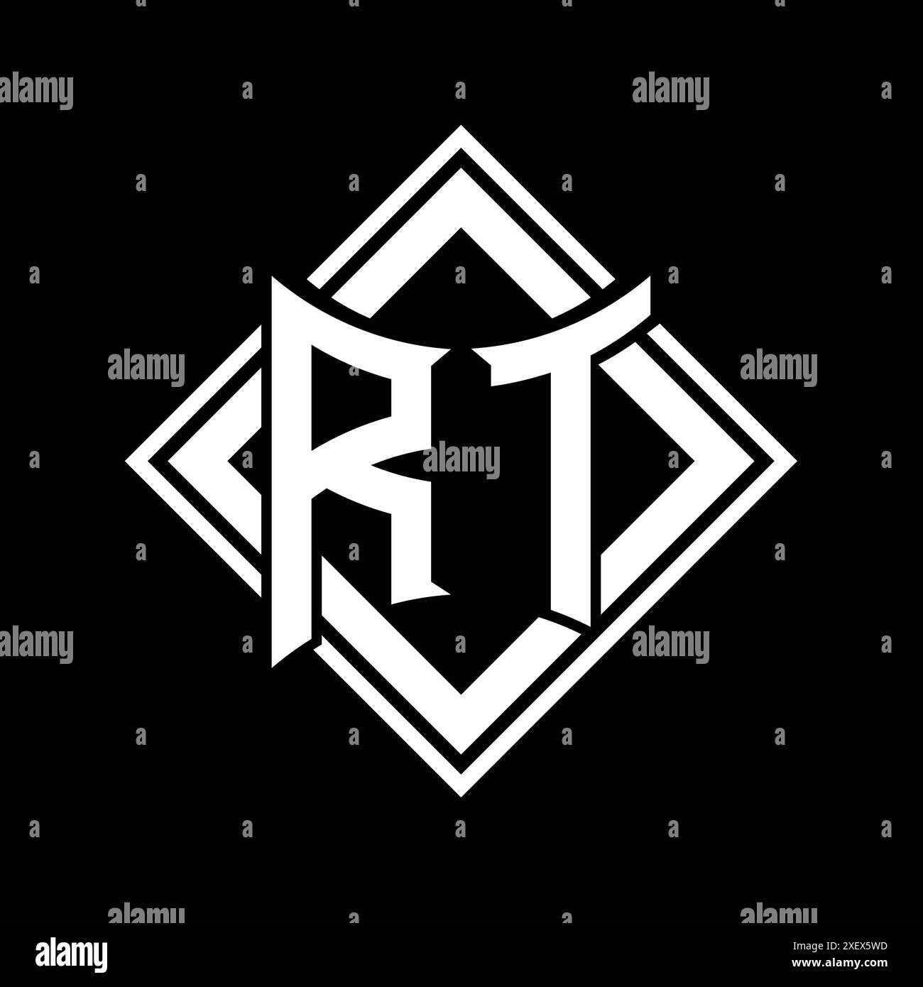 RT Letter logo with abstract shield shape with square white outline on ...