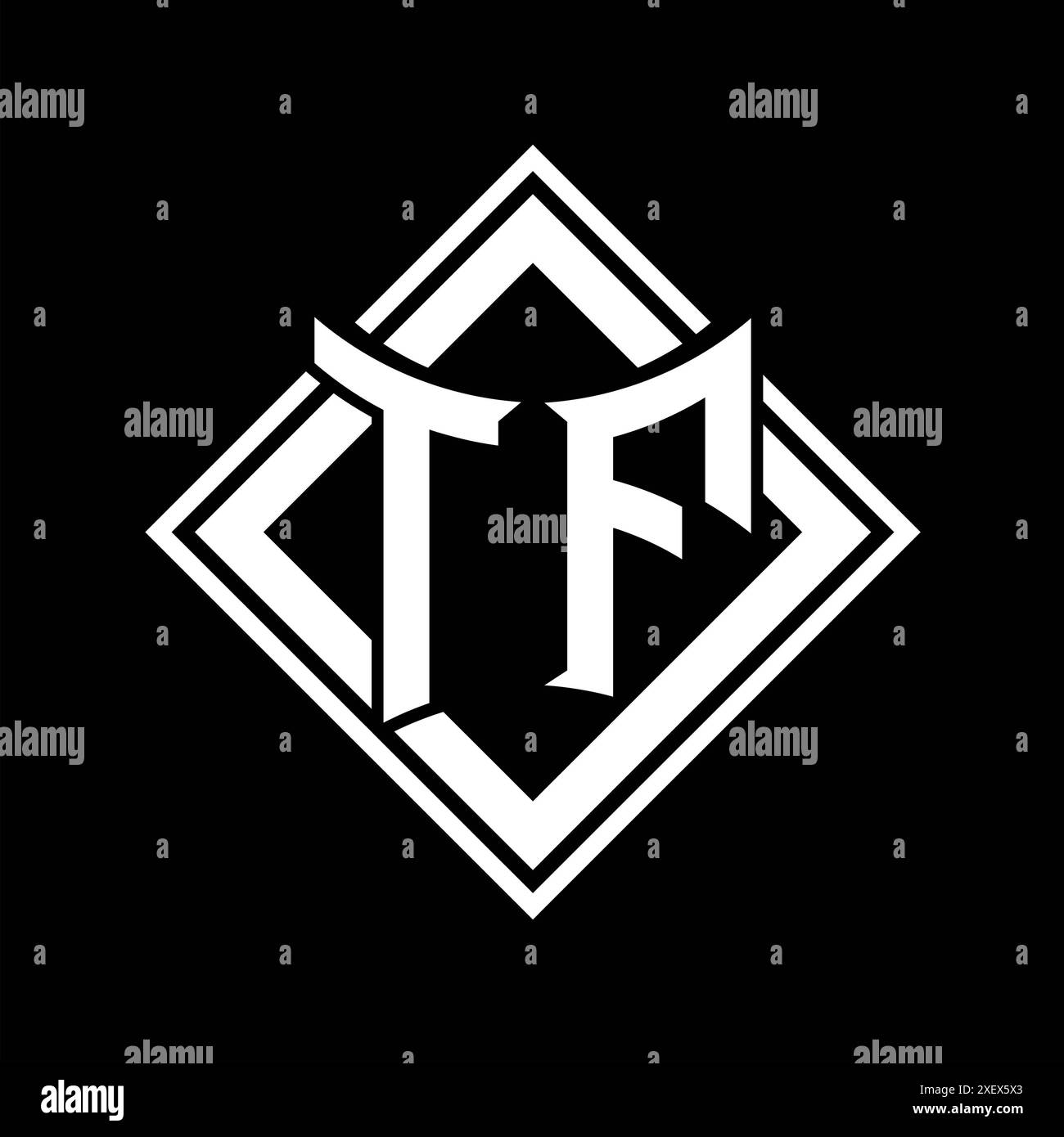 TF Letter logo with abstract shield shape with square white outline on ...