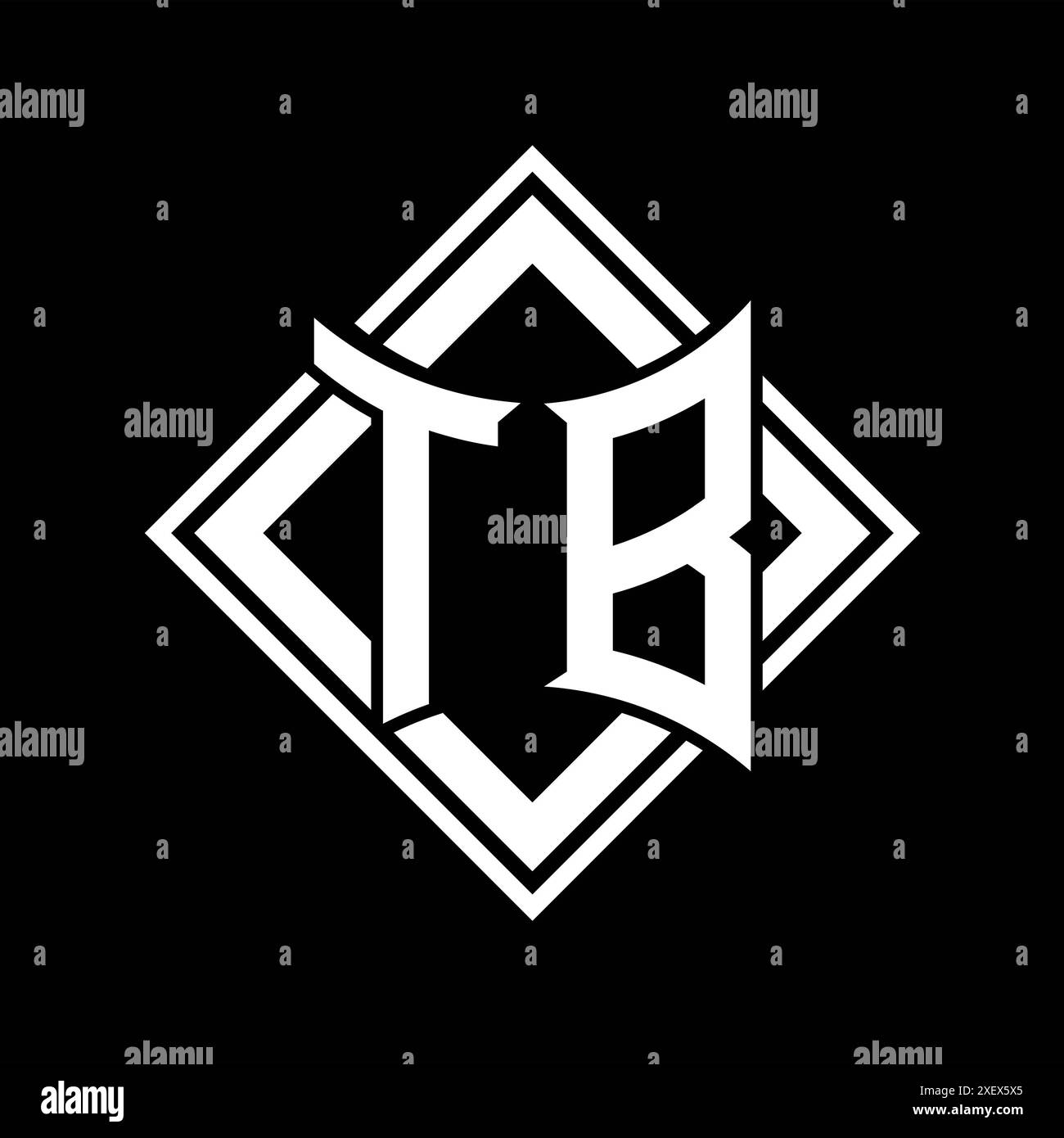 TB Letter logo with abstract shield shape with square white outline on ...