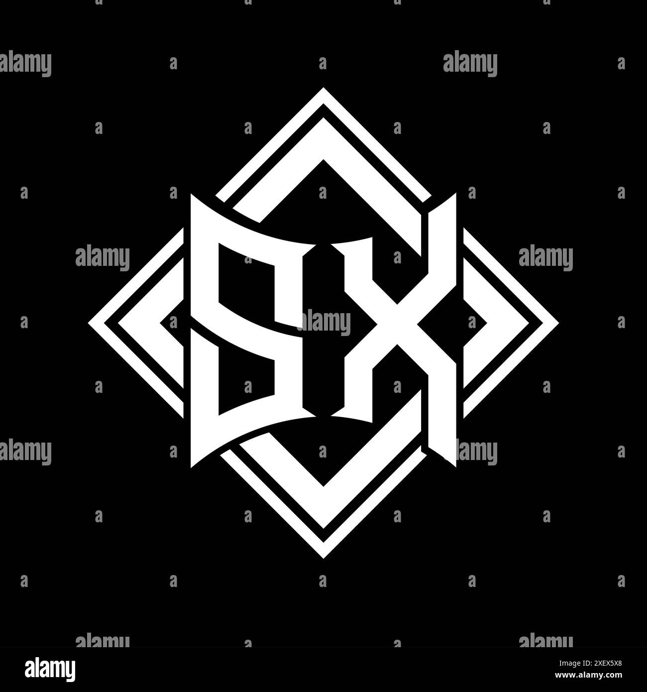 SX Letter logo with abstract shield shape with square white outline on ...