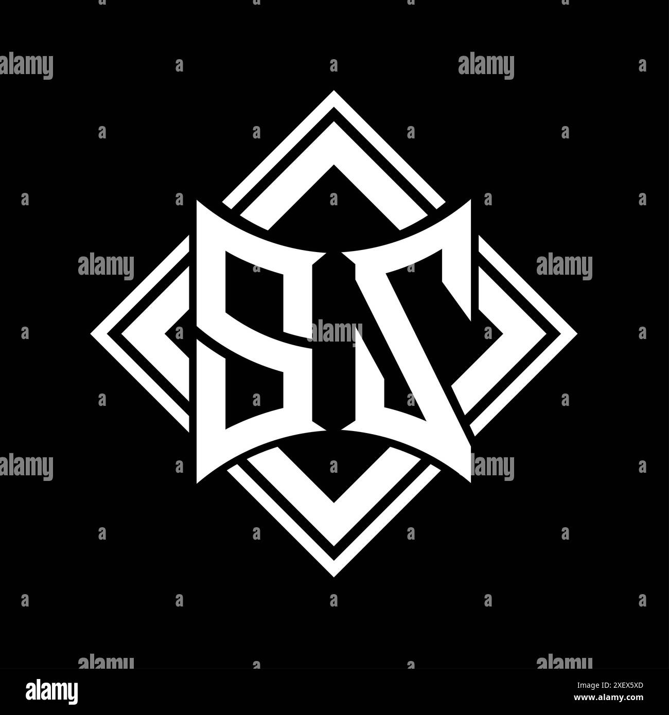 SZ Letter logo with abstract shield shape with square white outline on ...