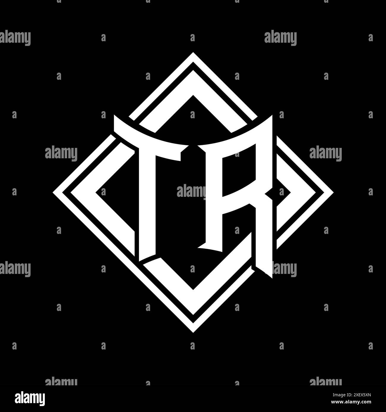 TR Letter logo with abstract shield shape with square white outline on ...