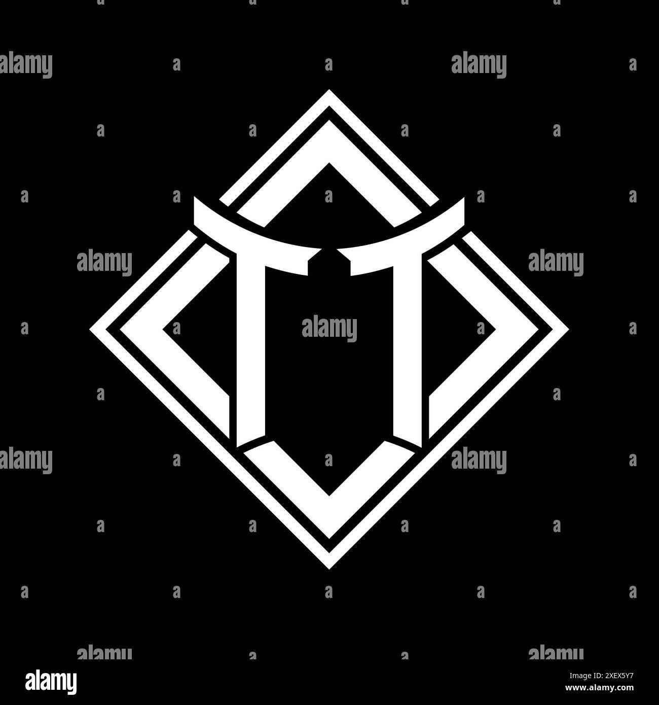 TT Letter logo with abstract shield shape with square white outline on ...