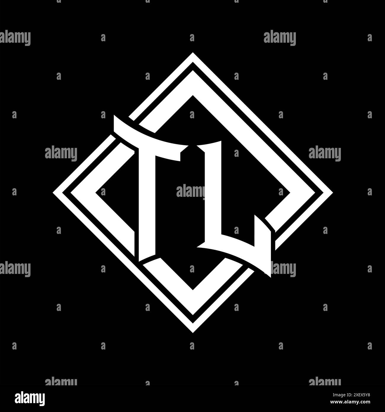 TL Letter logo with abstract shield shape with square white outline on ...