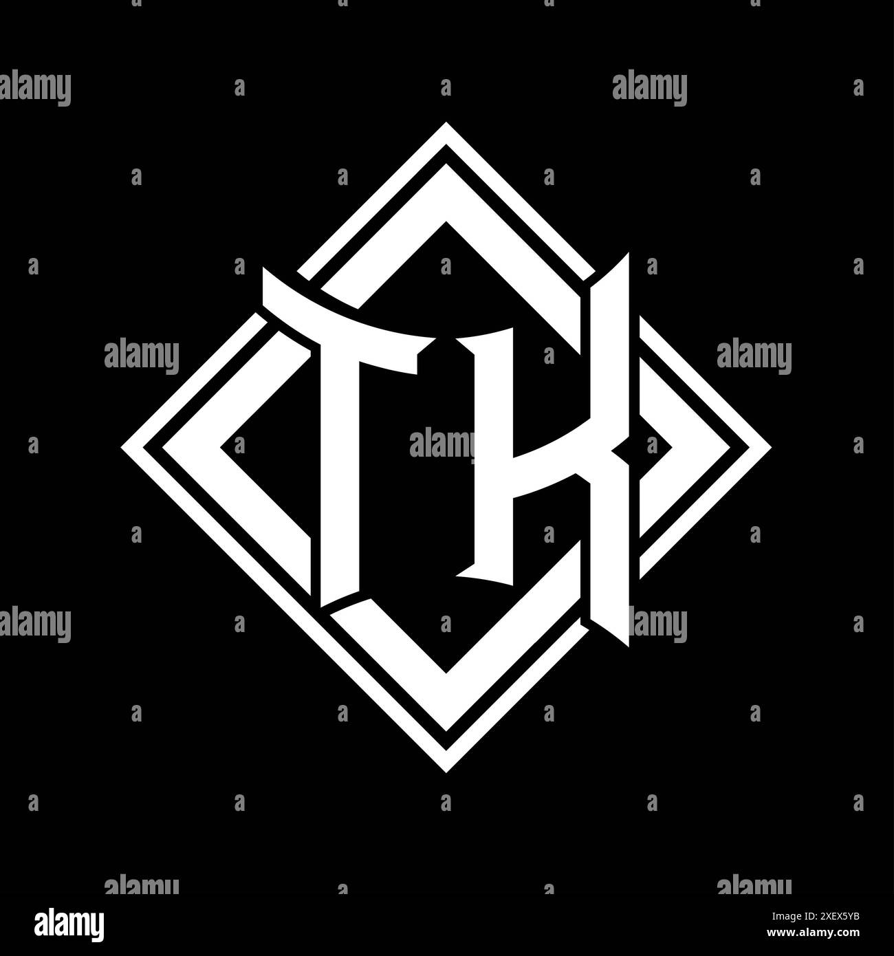 TK Letter logo with abstract shield shape with square white outline on ...