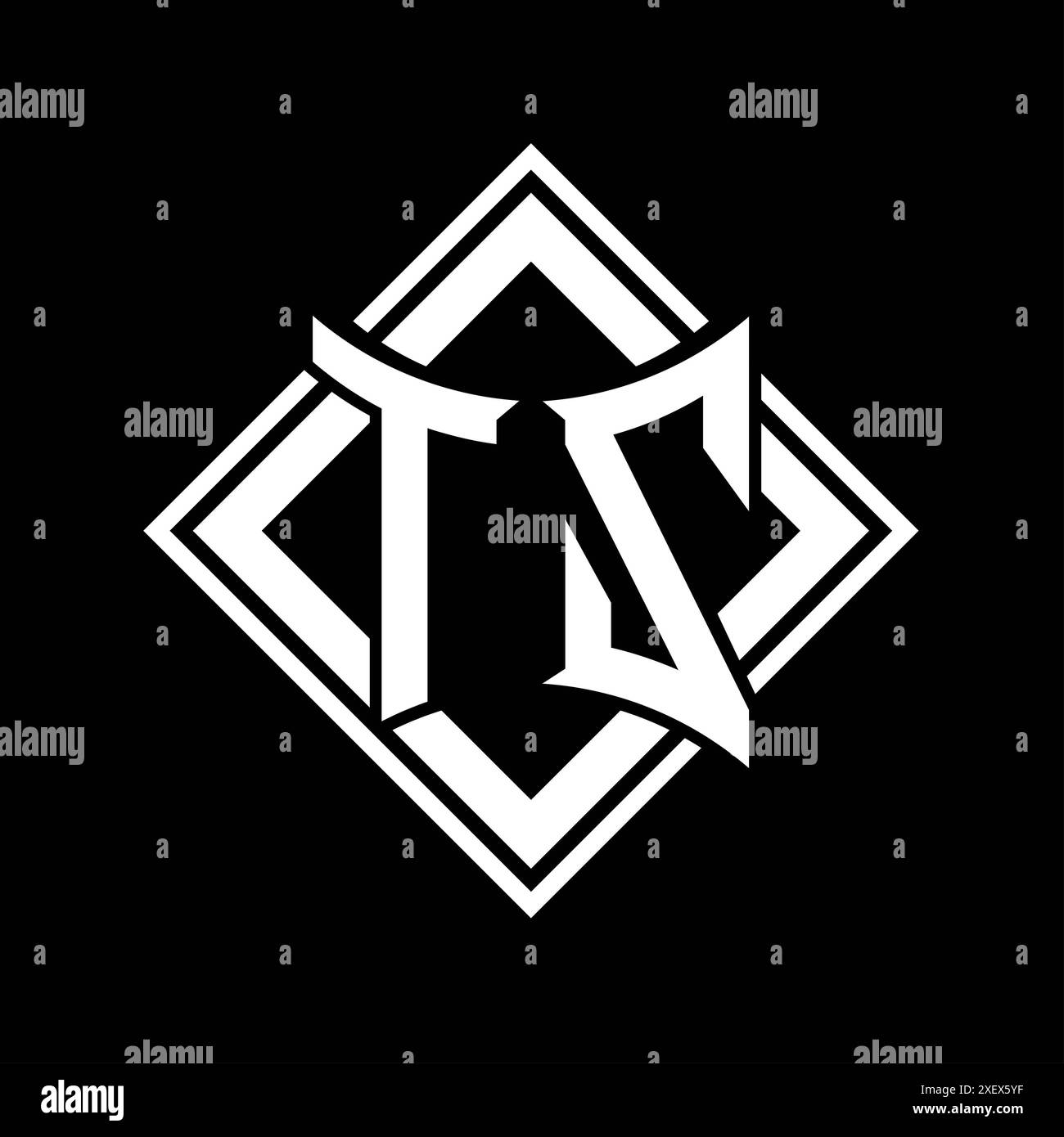 TZ Letter logo with abstract shield shape with square white outline on ...