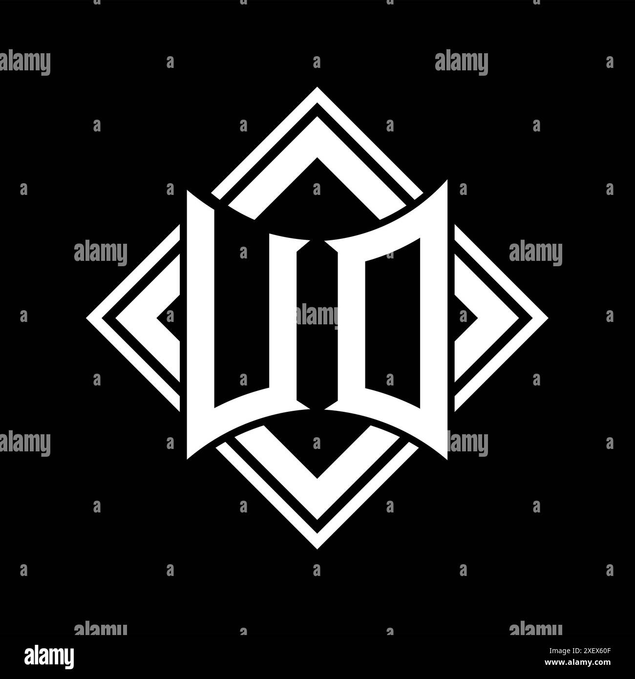 UD Letter logo with abstract shield shape with square white outline on ...