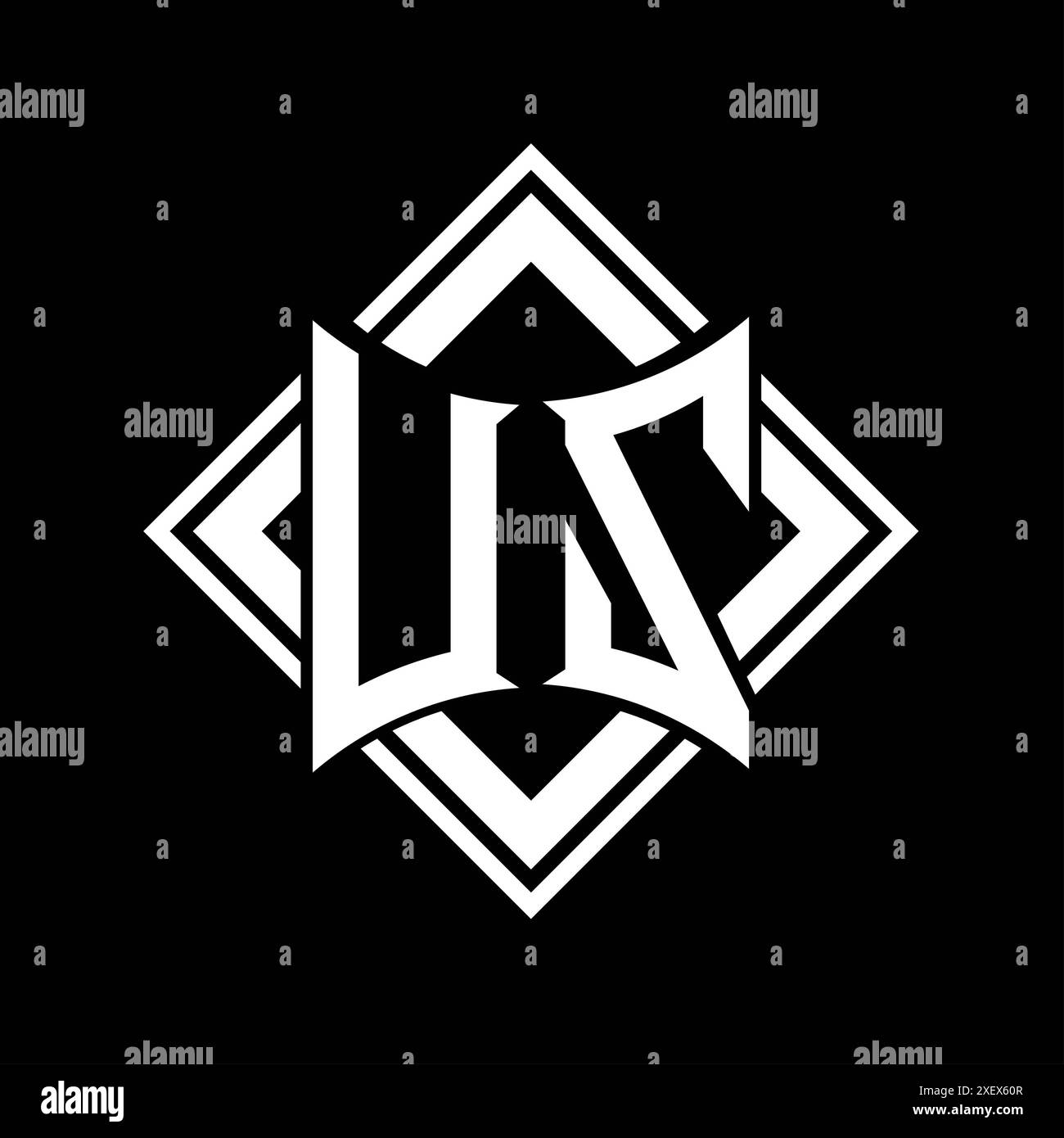 UZ Letter logo with abstract shield shape with square white outline on ...