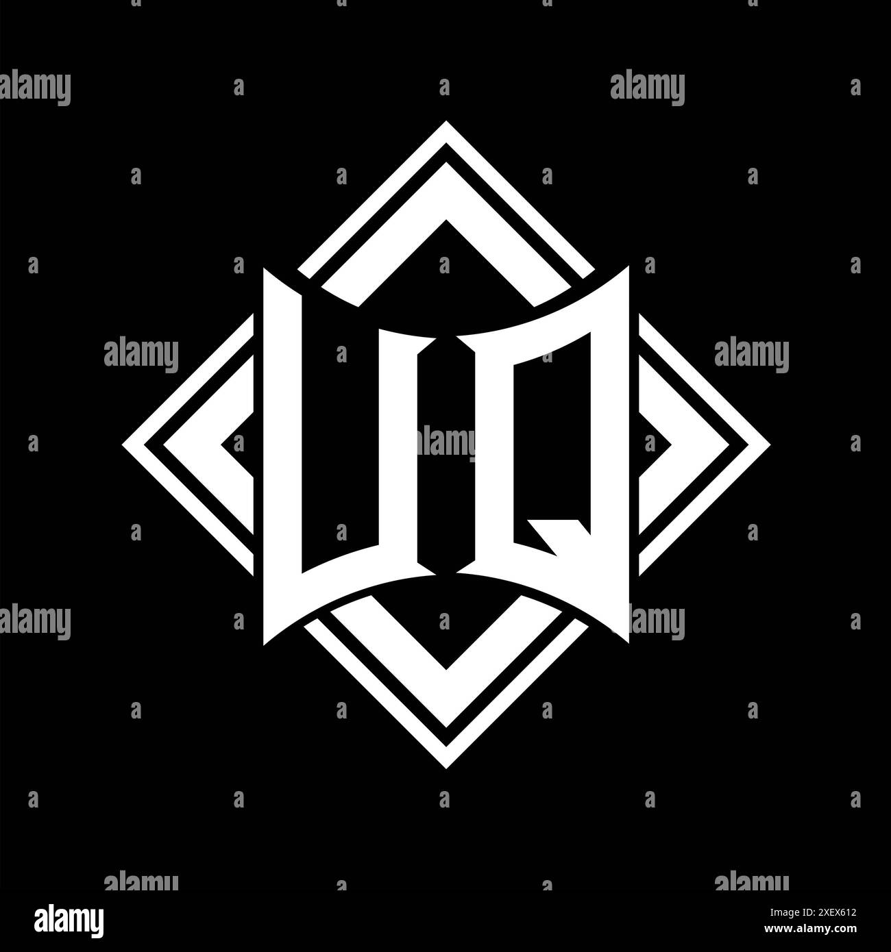 UQ Letter logo with abstract shield shape with square white outline on ...