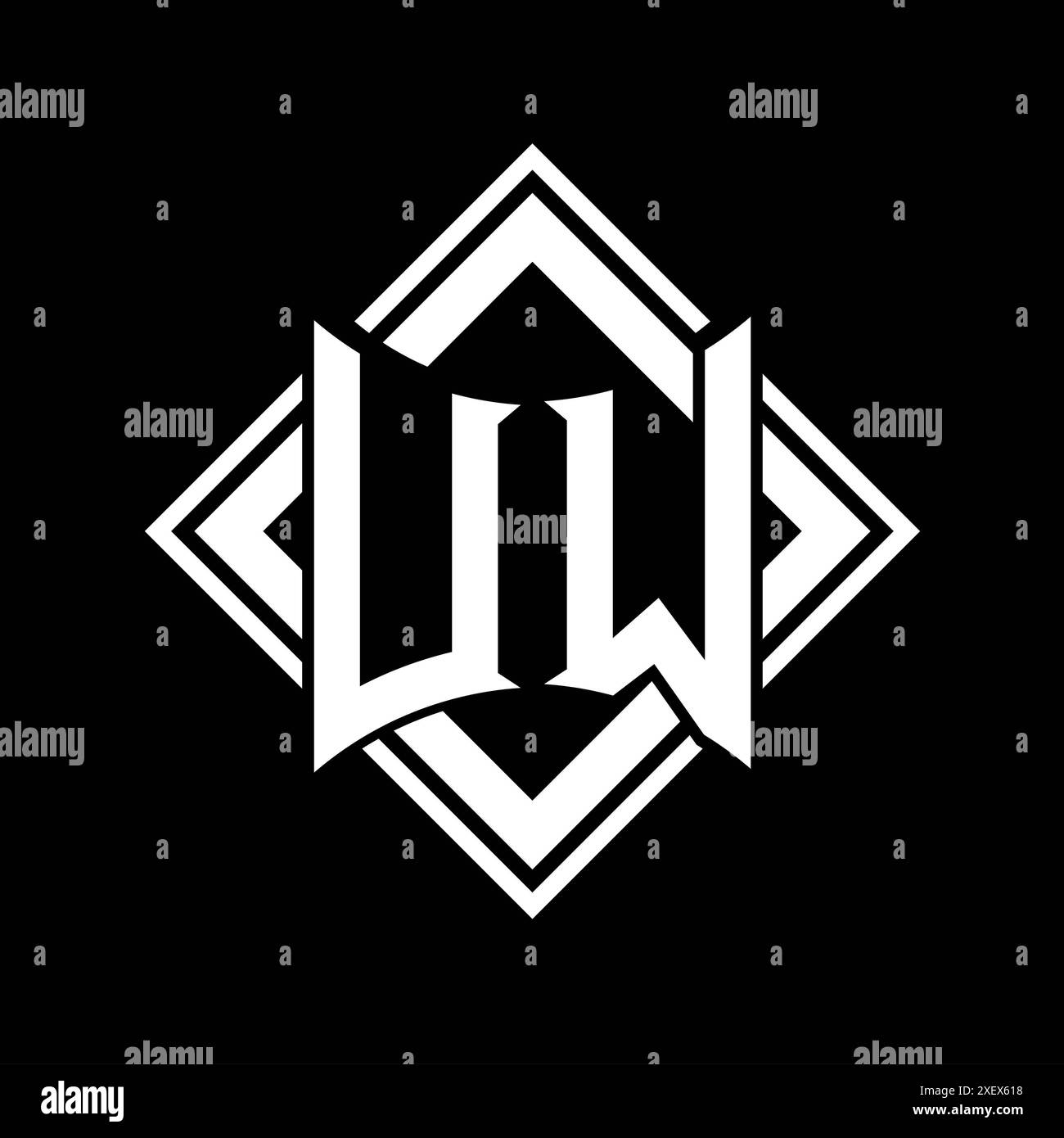 UW Letter logo with abstract shield shape with square white outline on ...