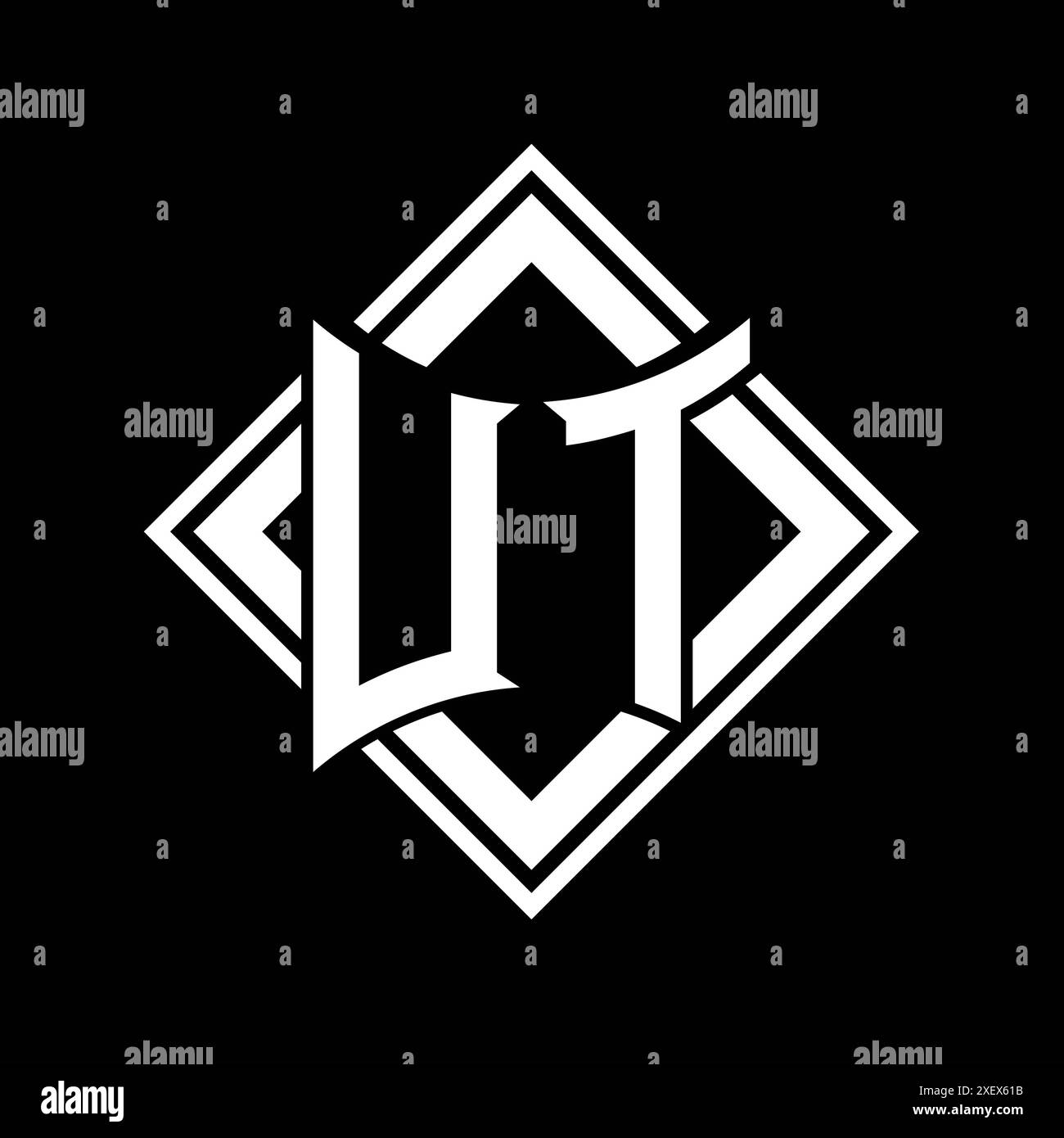 UT Letter logo with abstract shield shape with square white outline on ...