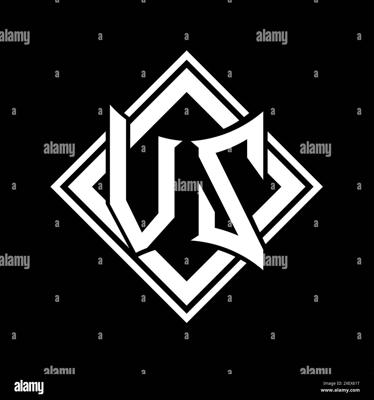 VZ Letter logo with abstract shield shape with square white outline on ...