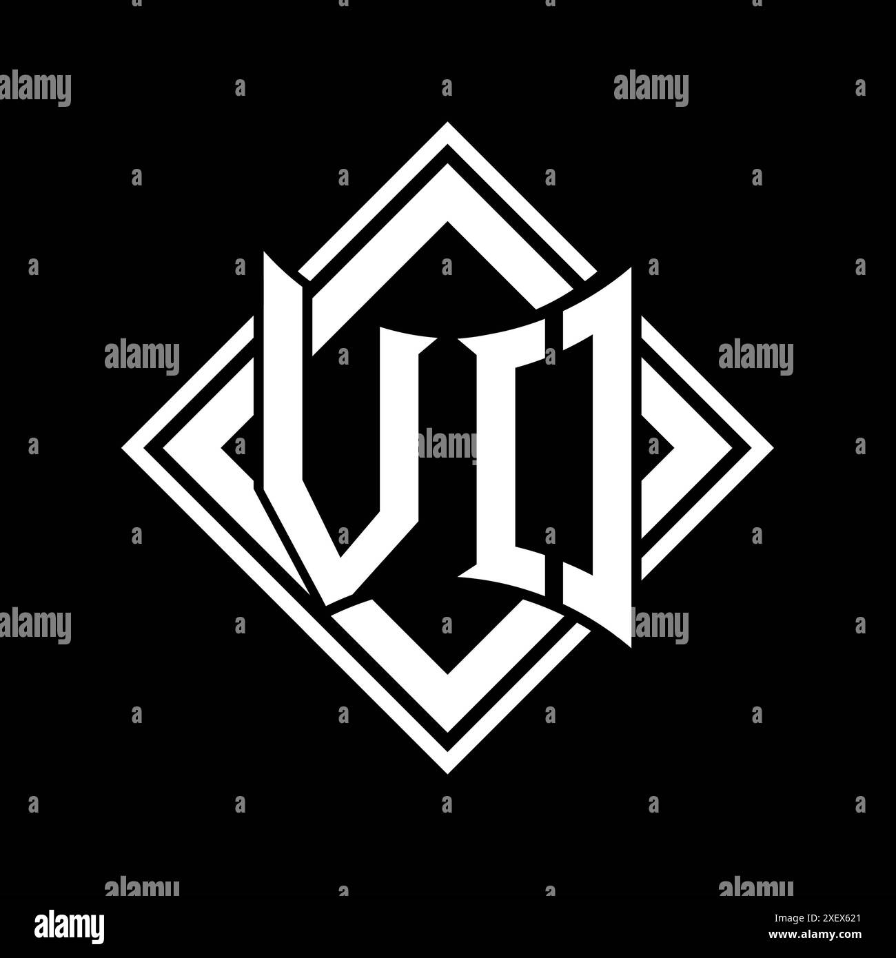 VO Letter logo with abstract shield shape with square white outline on ...