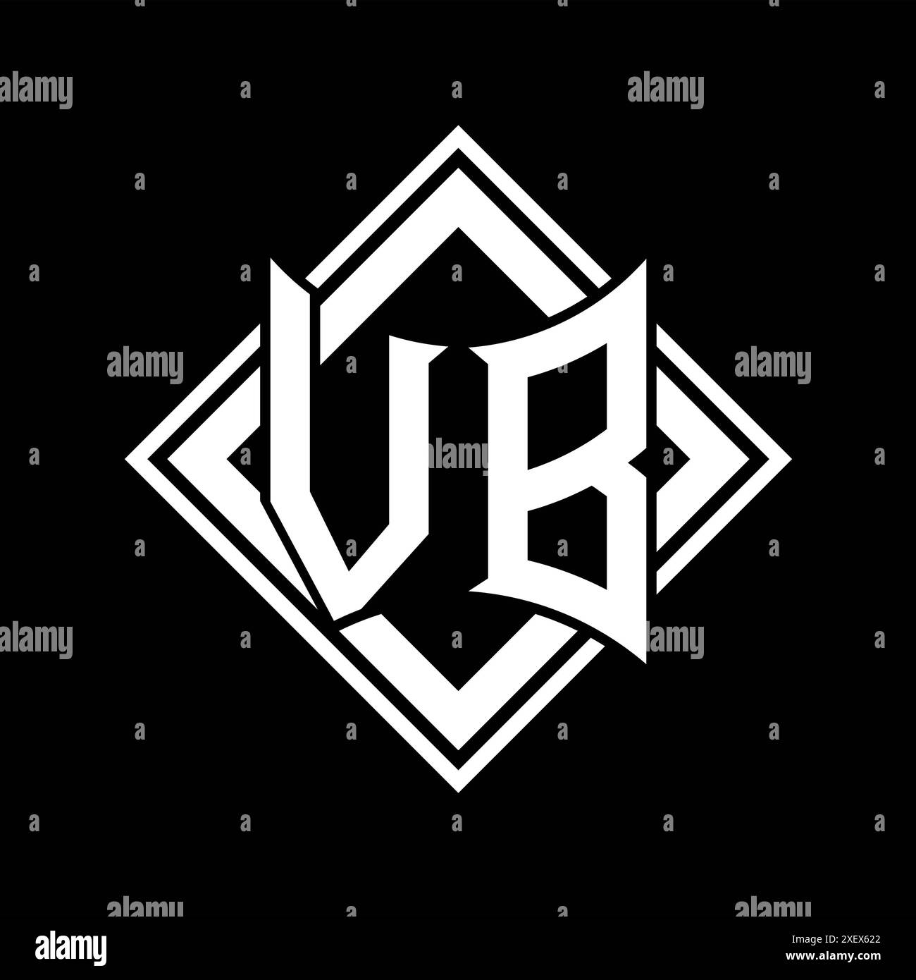 VB Letter logo with abstract shield shape with square white outline on ...
