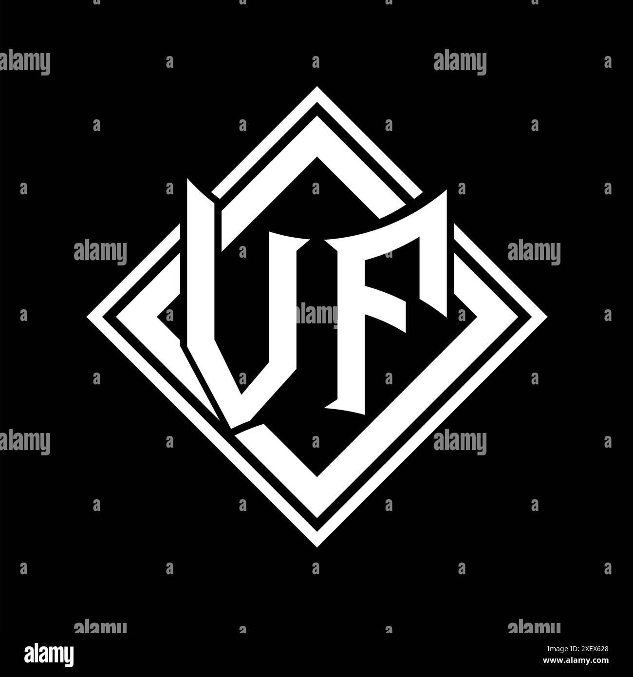 VF Letter logo with abstract shield shape with square white outline on ...