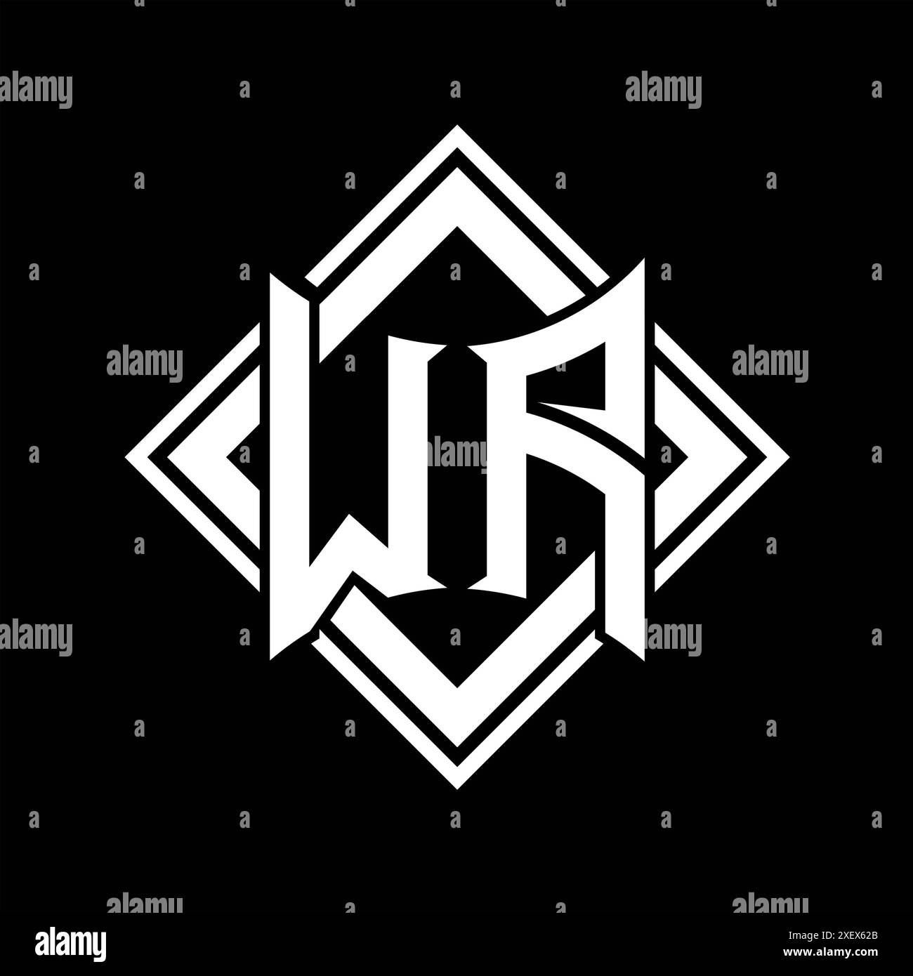 WA Letter logo with abstract shield shape with square white outline on ...