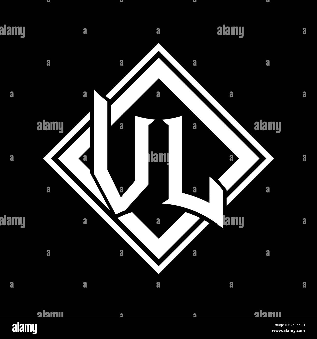 VL Letter logo with abstract shield shape with square white outline on ...