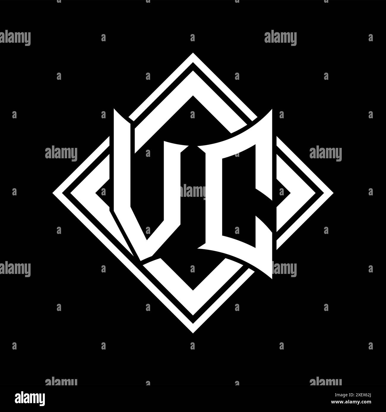 VC Letter logo with abstract shield shape with square white outline on ...