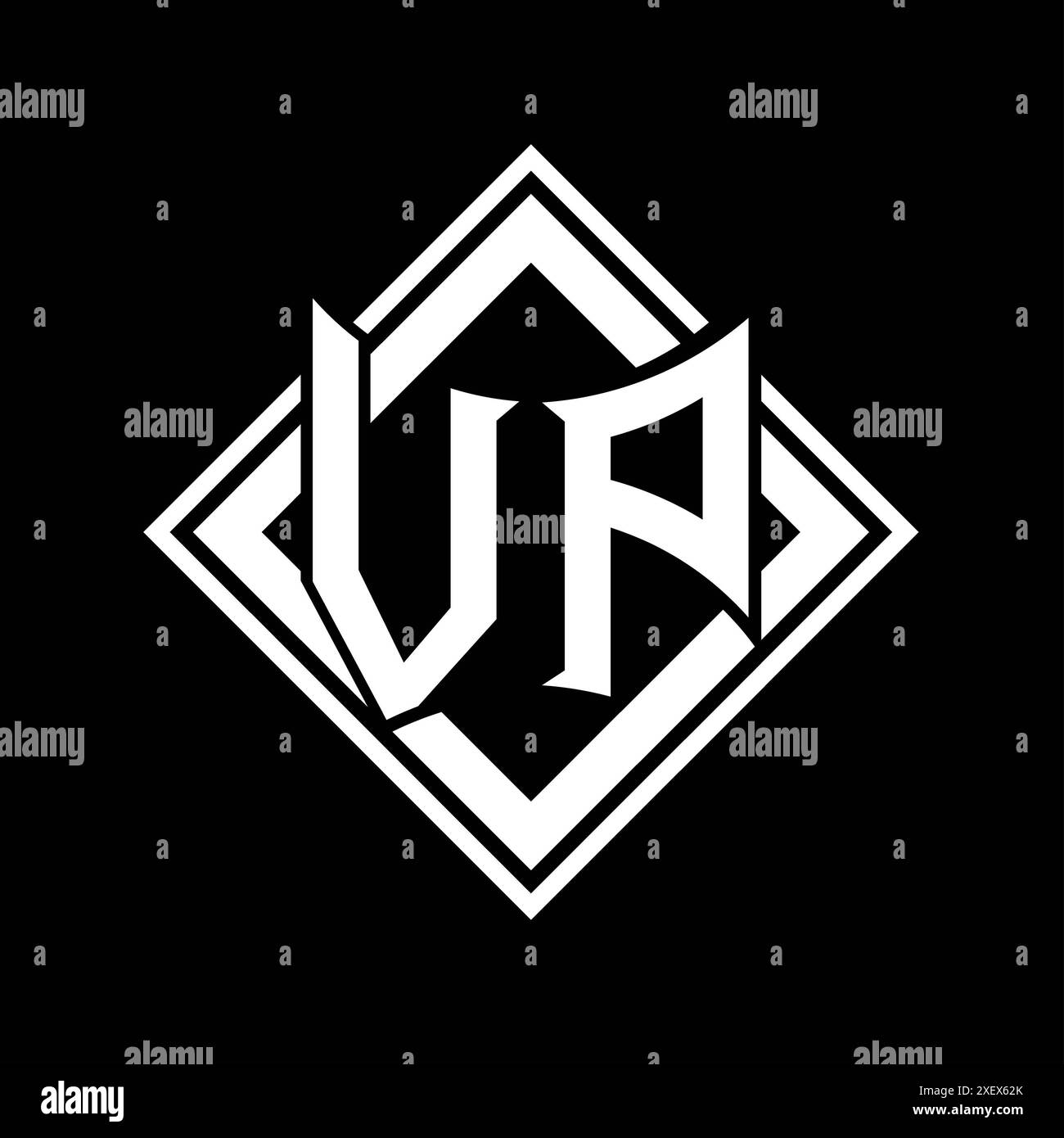 VP Letter logo with abstract shield shape with square white outline on ...