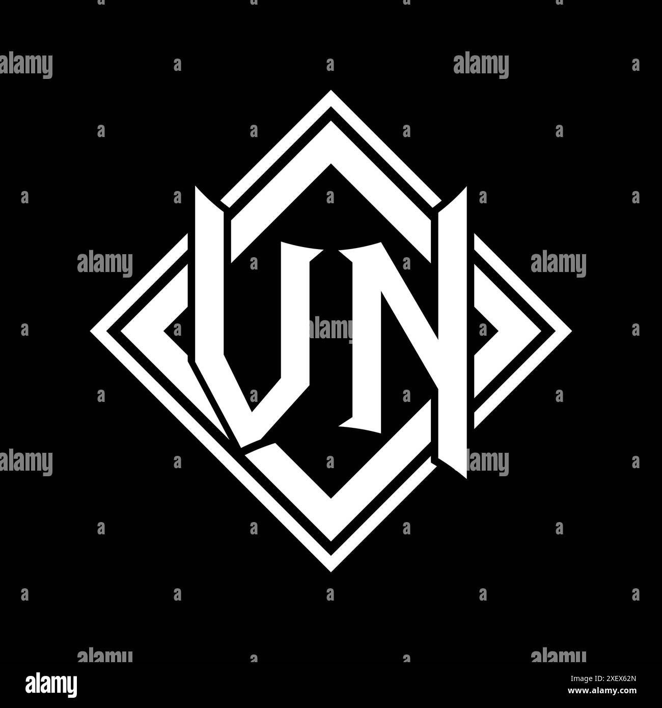 VN Letter logo with abstract shield shape with square white outline on ...