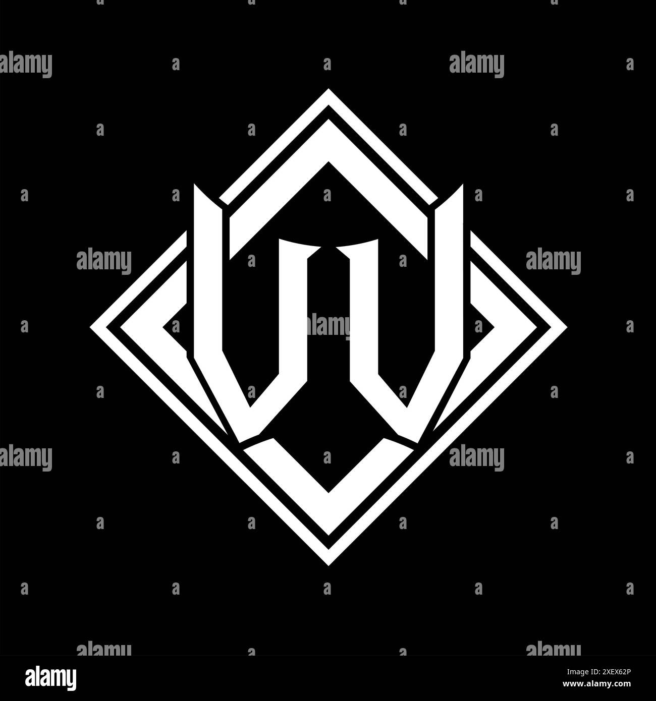 VV Letter logo with abstract shield shape with square white outline on ...