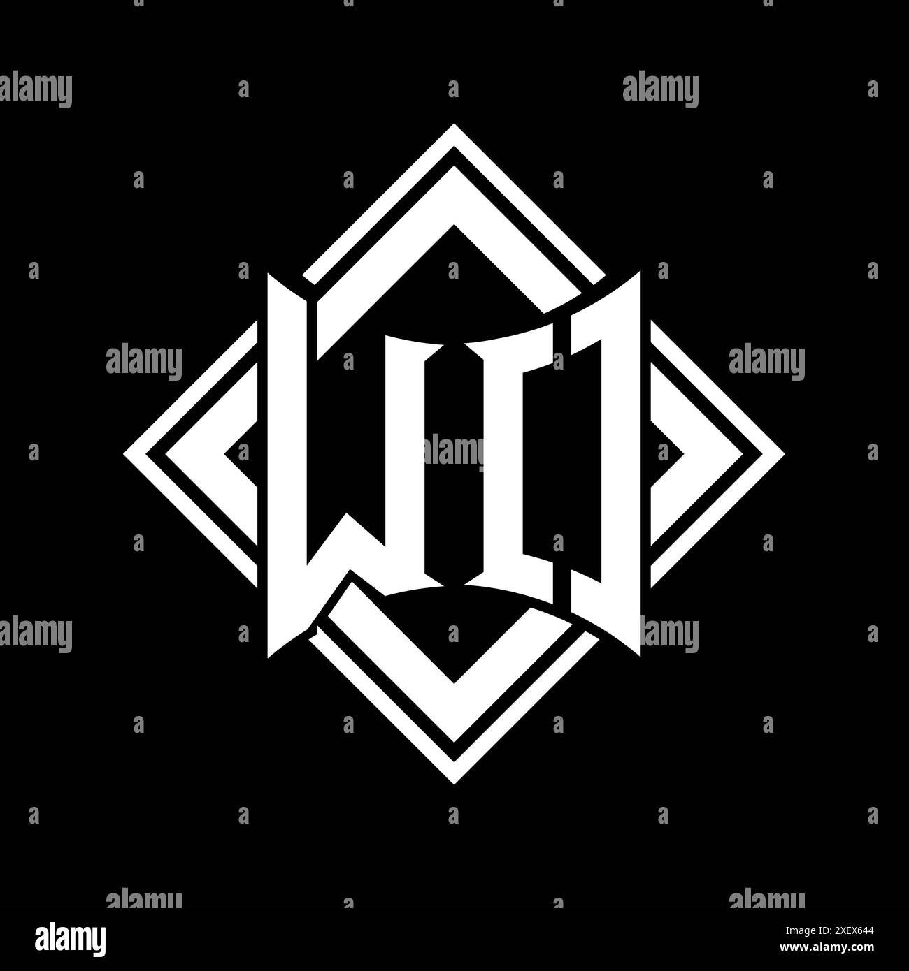 WO Letter logo with abstract shield shape with square white outline on ...