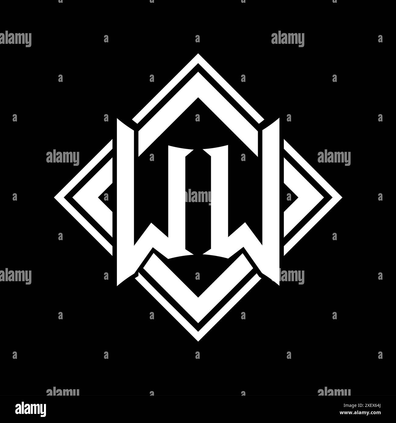 WW Letter logo with abstract shield shape with square white outline on ...