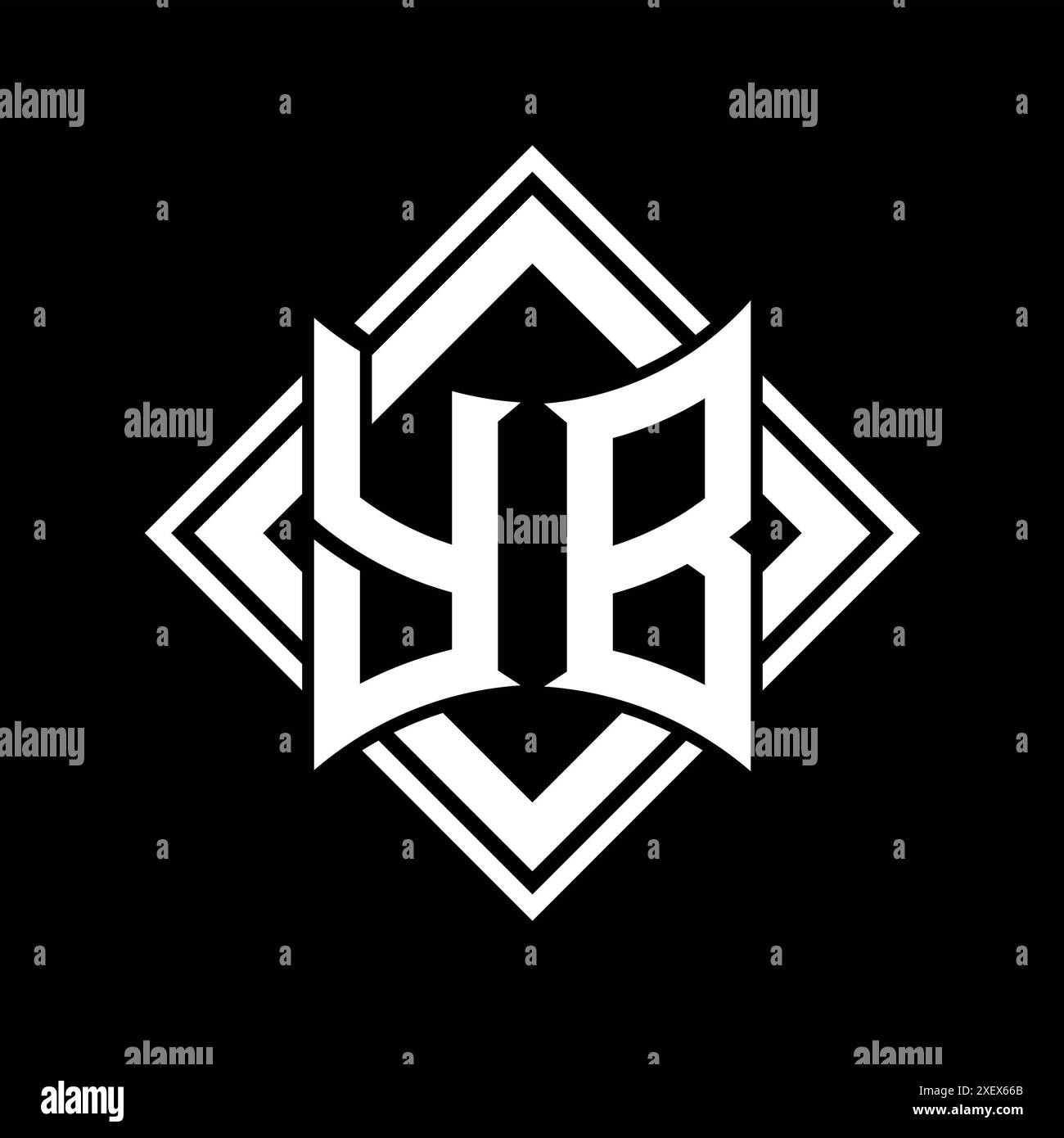 YB Letter logo with abstract shield shape with square white outline on ...