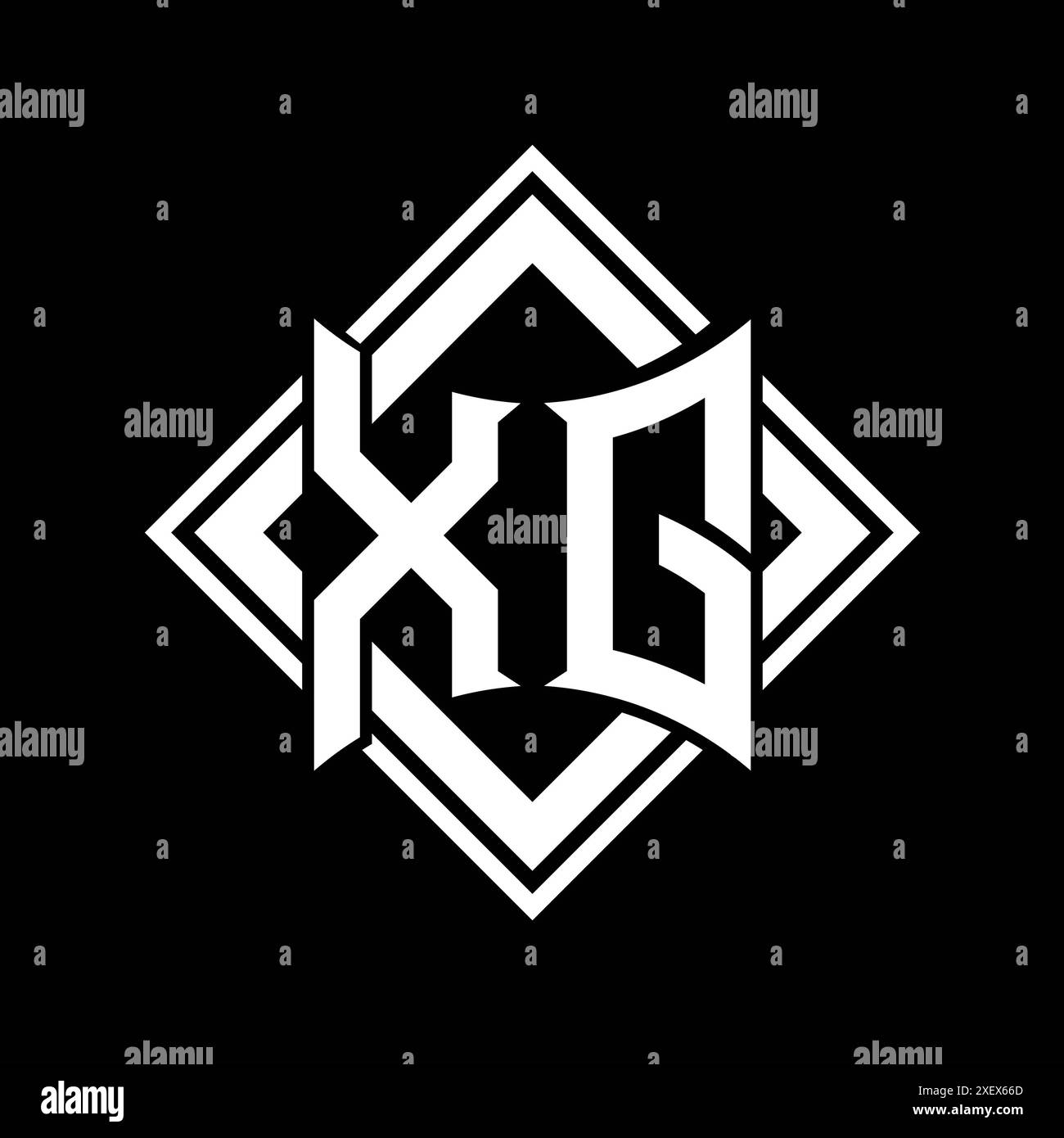 XG Letter logo with abstract shield shape with square white outline on ...