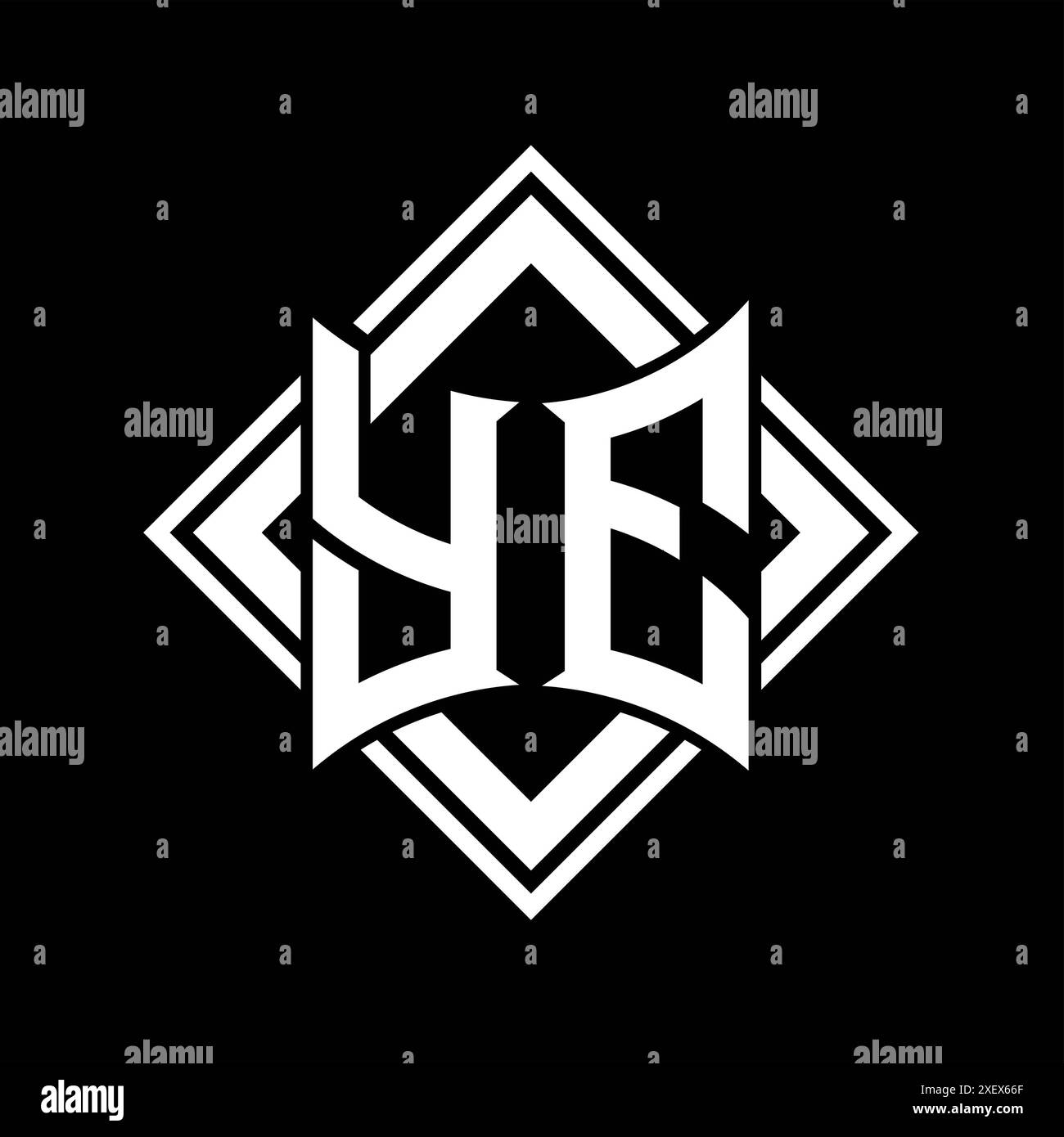 YE Letter logo with abstract shield shape with square white outline on ...