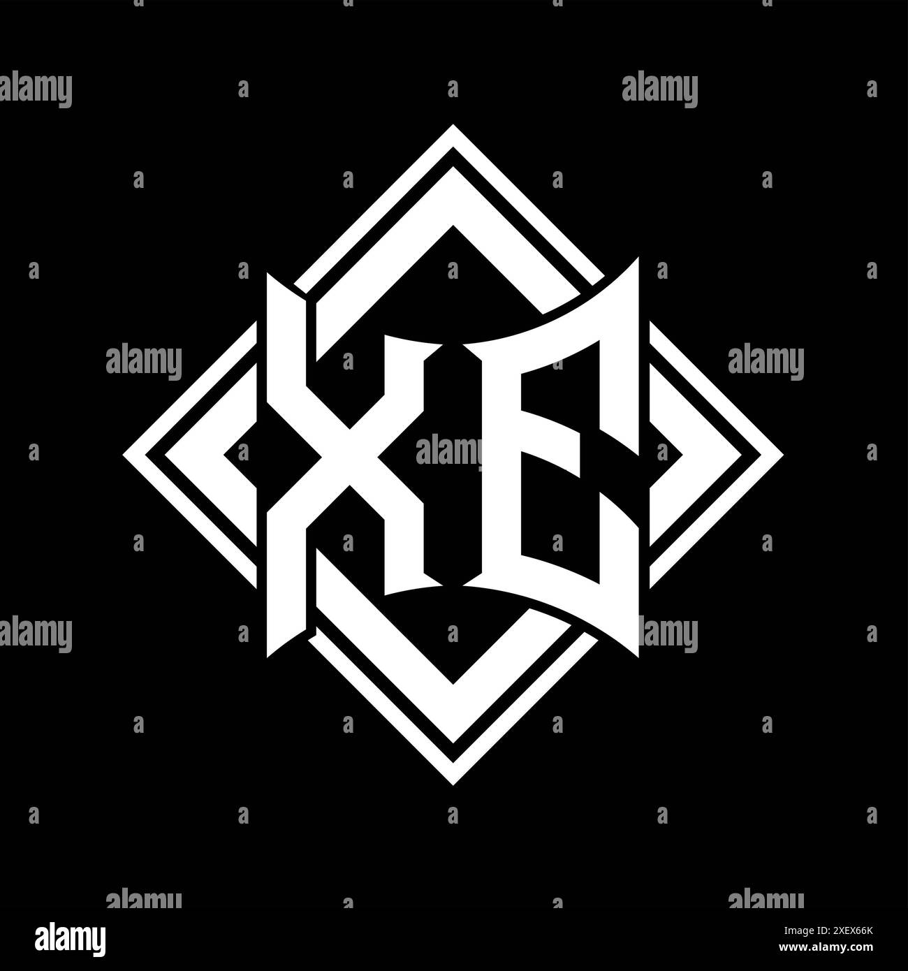 XE Letter logo with abstract shield shape with square white outline on ...
