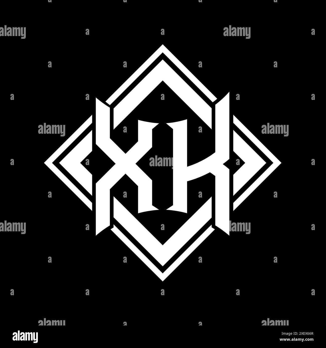 XK Letter logo with abstract shield shape with square white outline on ...