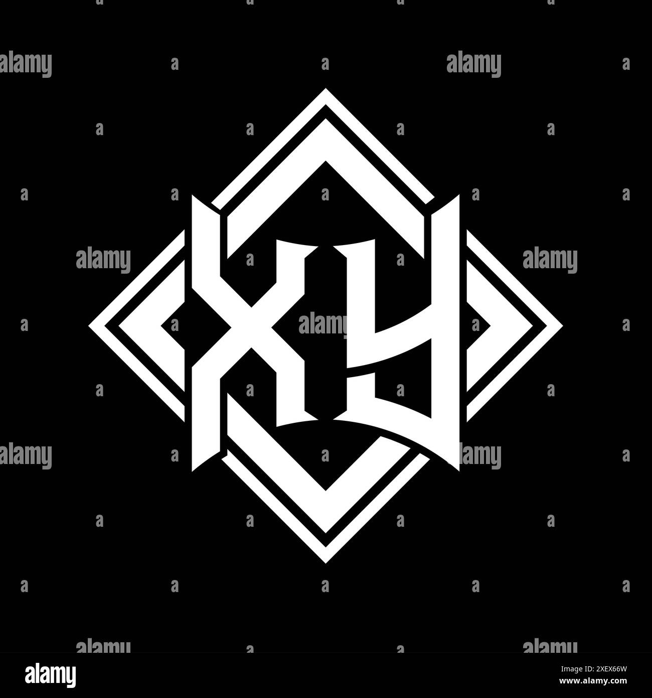 XY Letter logo with abstract shield shape with square white outline on ...