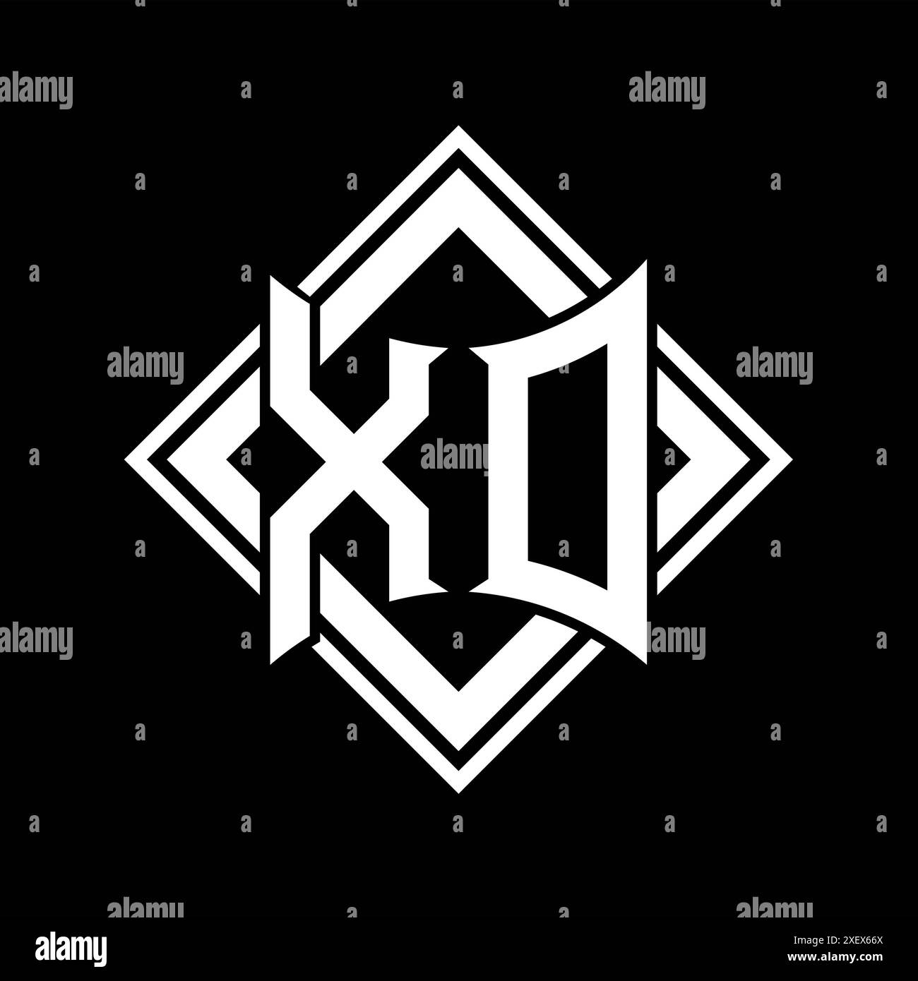 XD Letter logo with abstract shield shape with square white outline on ...