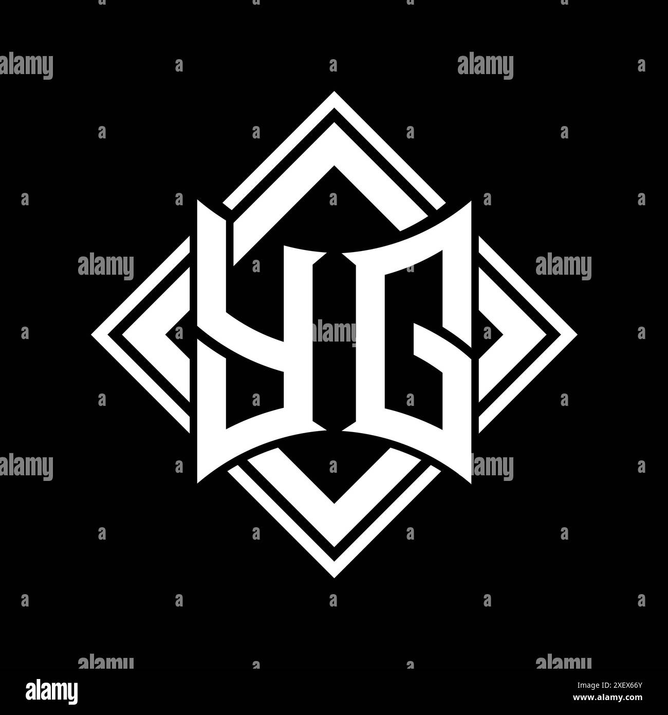 YG Letter logo with abstract shield shape with square white outline on ...
