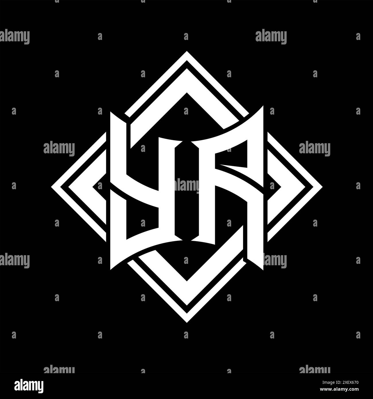 YA Letter logo with abstract shield shape with square white outline on ...