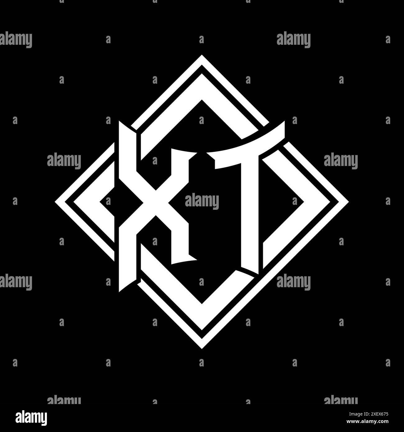 XT Letter logo with abstract shield shape with square white outline on ...