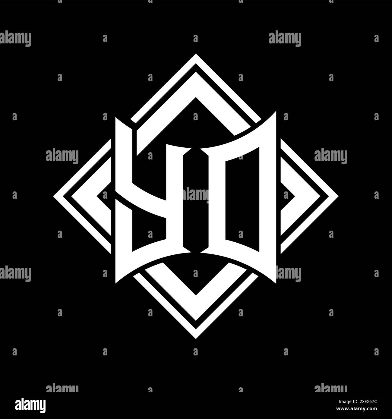 YD Letter logo with abstract shield shape with square white outline on ...