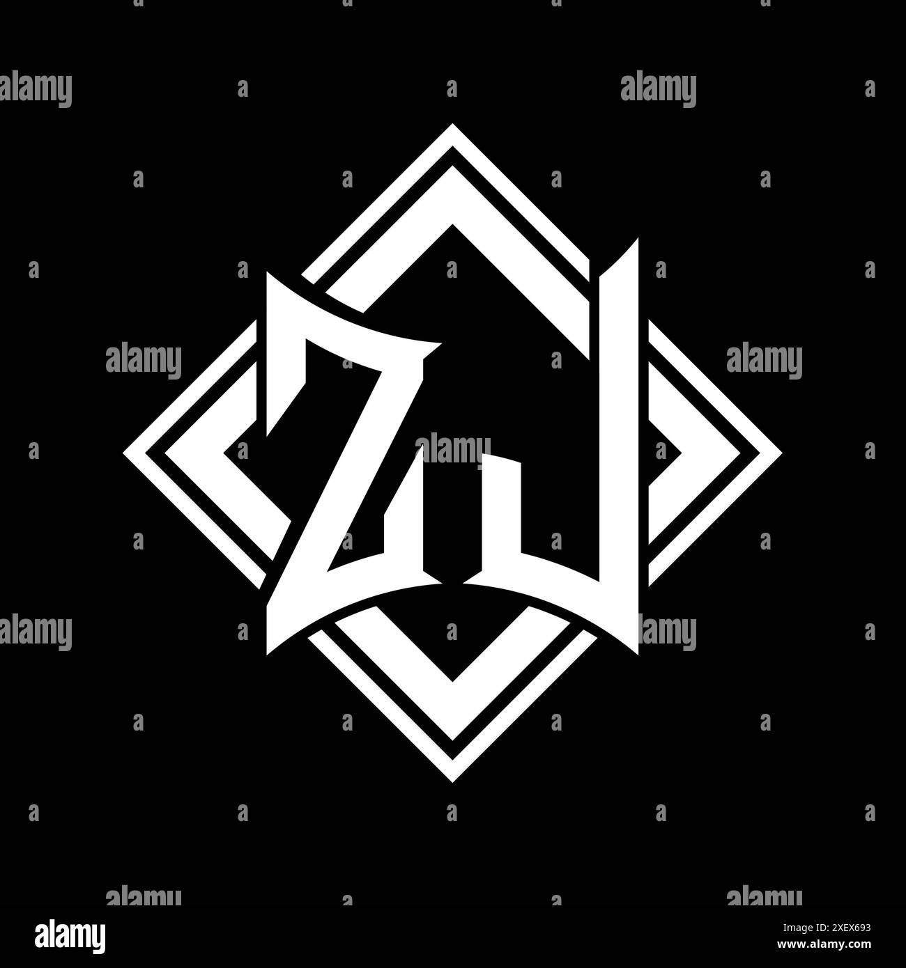 ZJ Letter logo with abstract shield shape with square white outline on ...