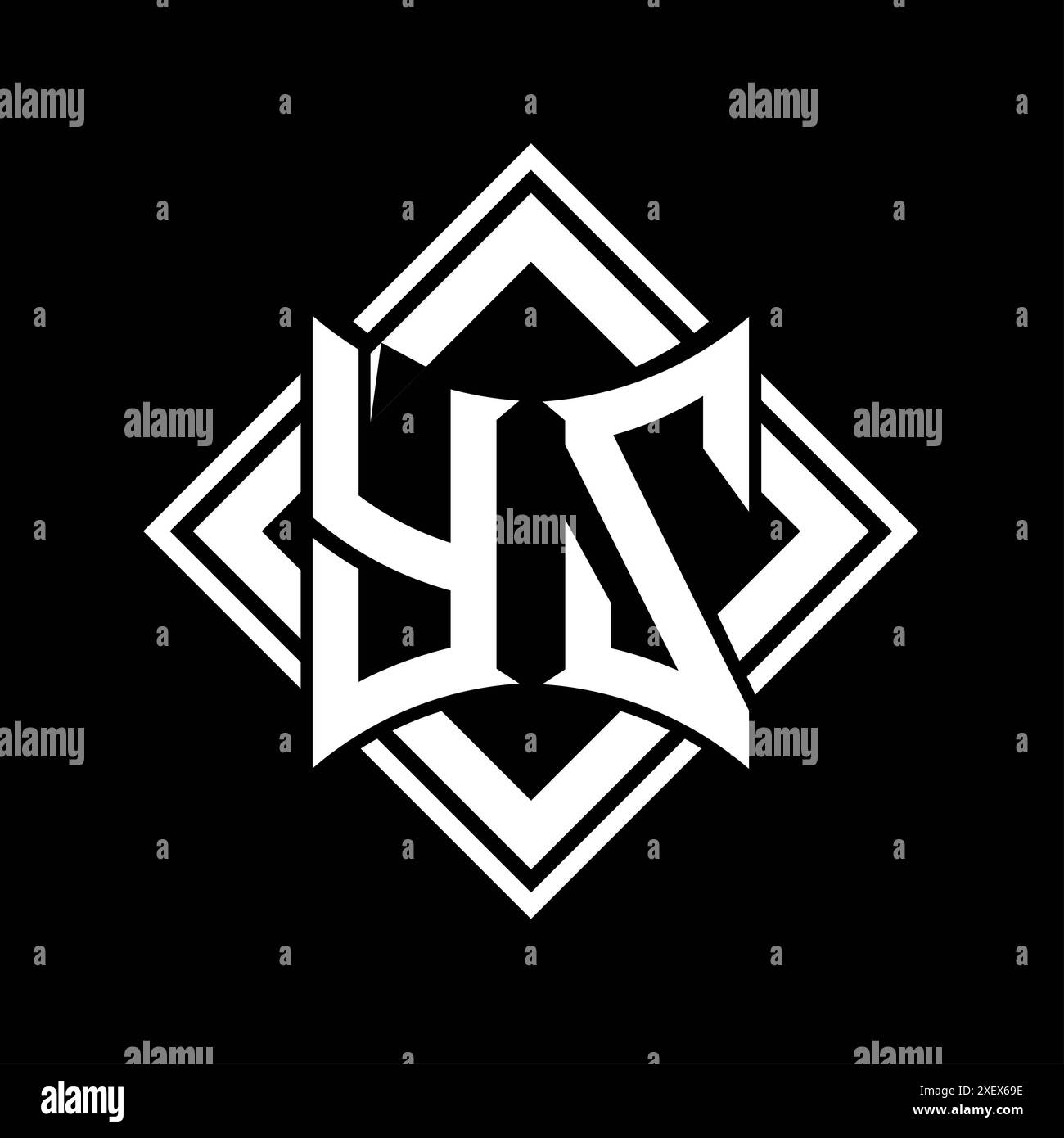 YZ Letter logo with abstract shield shape with square white outline on ...